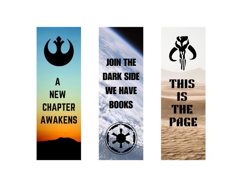 Star Wars Printable Bookmarks – Set of 3 | Instant Download | DIY ...