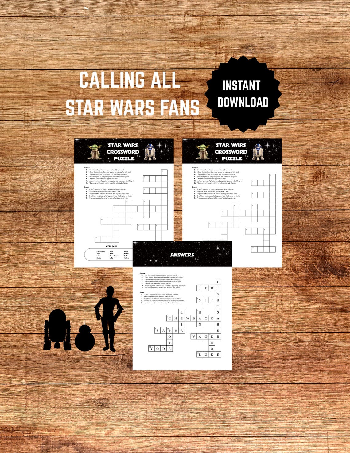 Crucigrama y sopa de letras imprimibles de Star Wars en PDF / Divertido ...