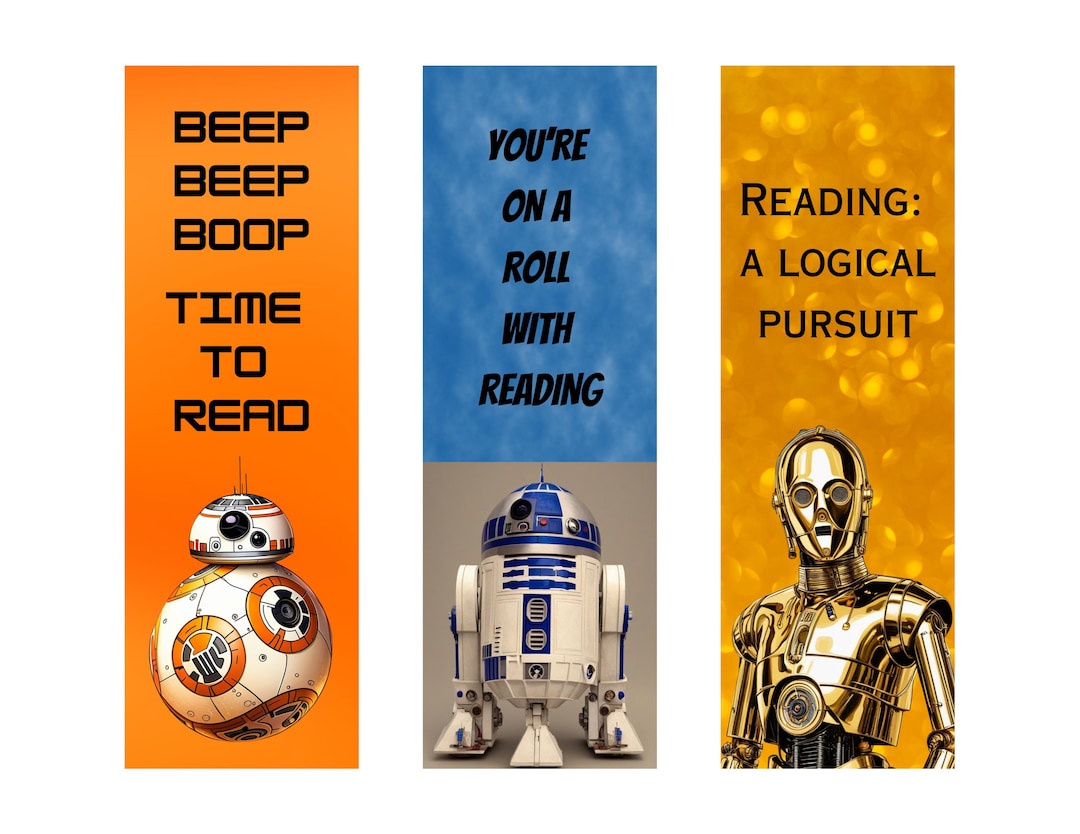 Star Wars Printable Bookmarks – Set of 3, Droids, Instant Download, DIY ...