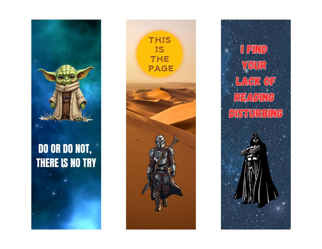 Star Wars Printable Bookmarks – Set of 3 | Instant Download | DIY ...
