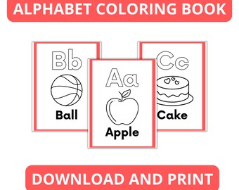 26 Pages Alphabet Coloring Book Printable for Kids, Alphabet Coloring ...