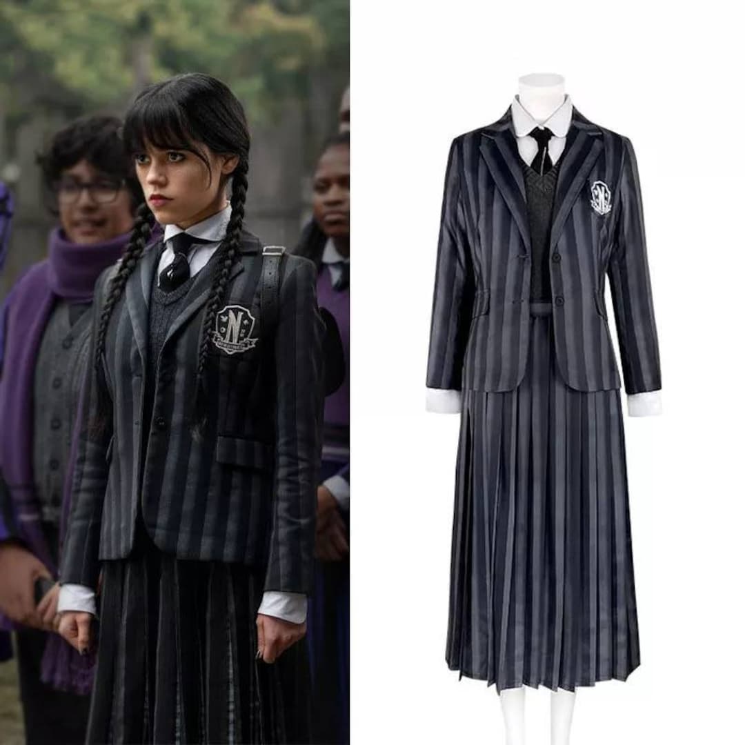 Wednesday Addams Full Cosplay Costume Nevermore Academy High Etsy