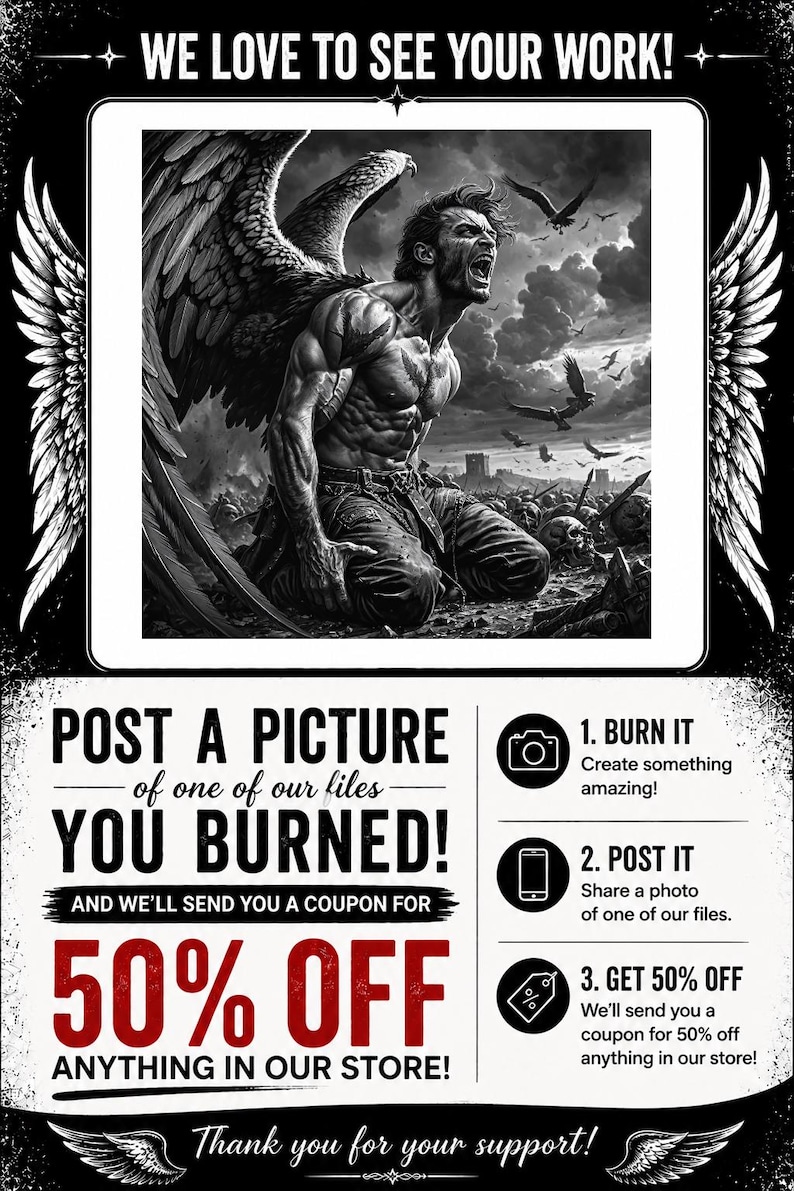 Battlefield Angel Engraving Design, Black & White Laser File (PNG ...