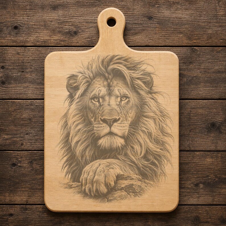 Lion Engraving Design, Black & White High Detail Laser File (PNG ...