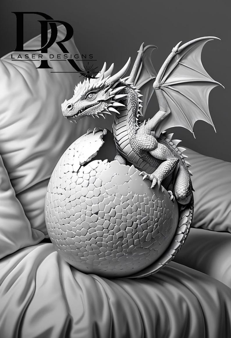 Dragon Hatching Engraving Design, High Detail Laser File (PNG Download ...