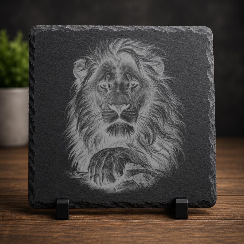 Lion Engraving Design, Black & White High Detail Laser File (PNG ...
