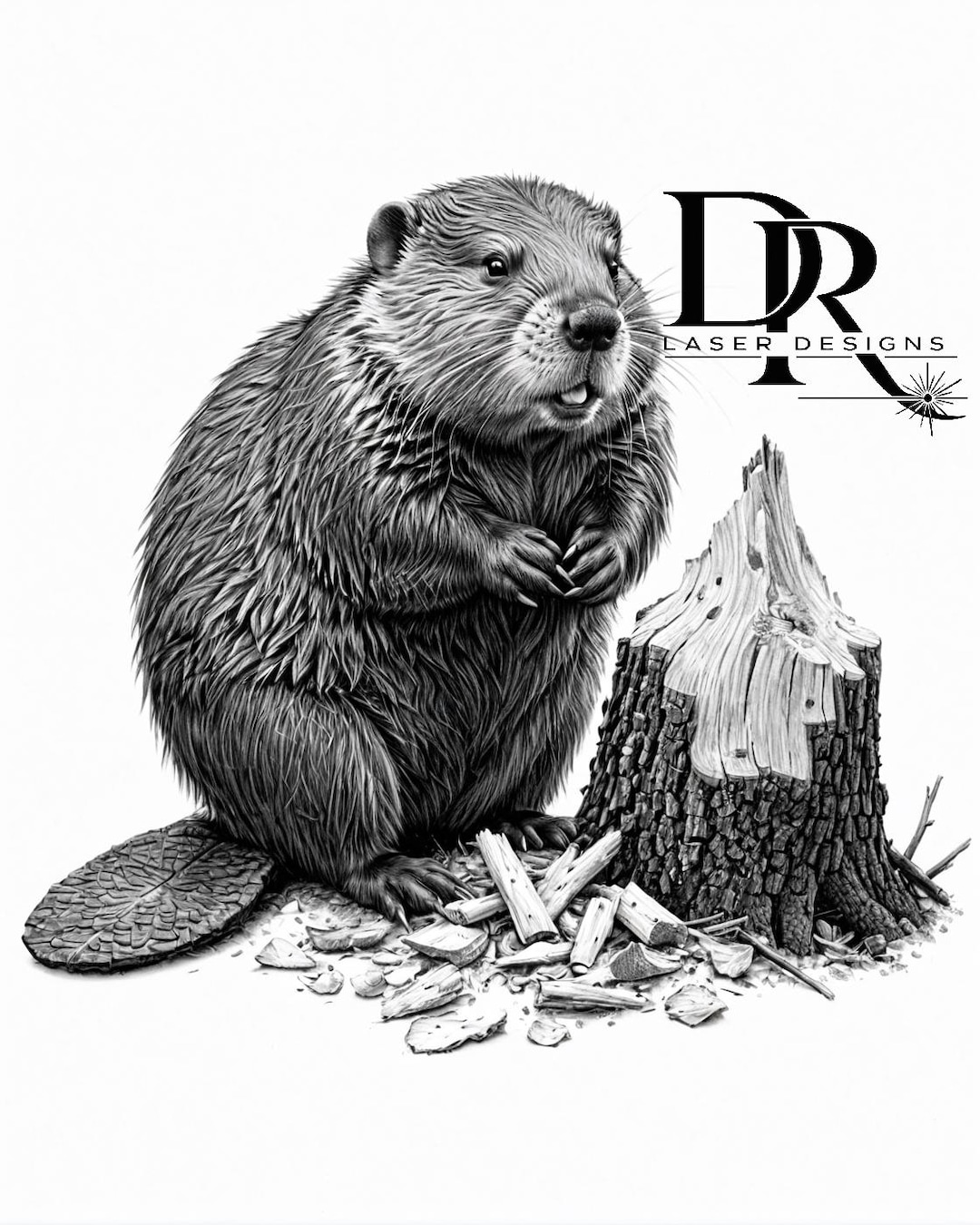 Beaver Tree Engraving Design, High Detail Laser File (PNG Download) - Etsy