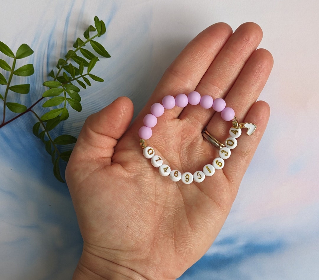 Personalized Kids Telephone Number Bracelet: Safety ID Bracelet - Etsy