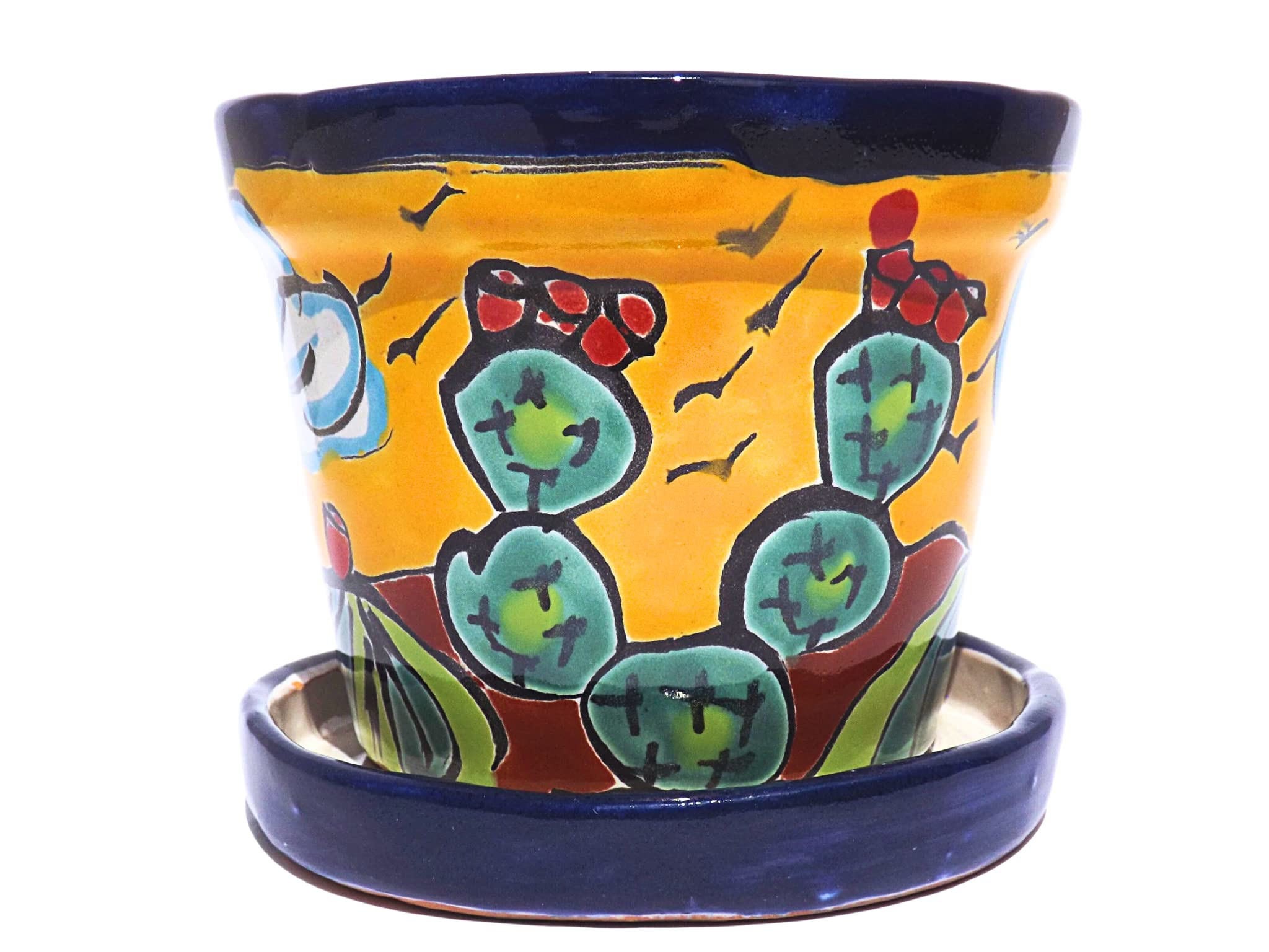 MEXTEQUIL Talavera Mexican Pottery Planters With Saucer 4 Rancherito ...