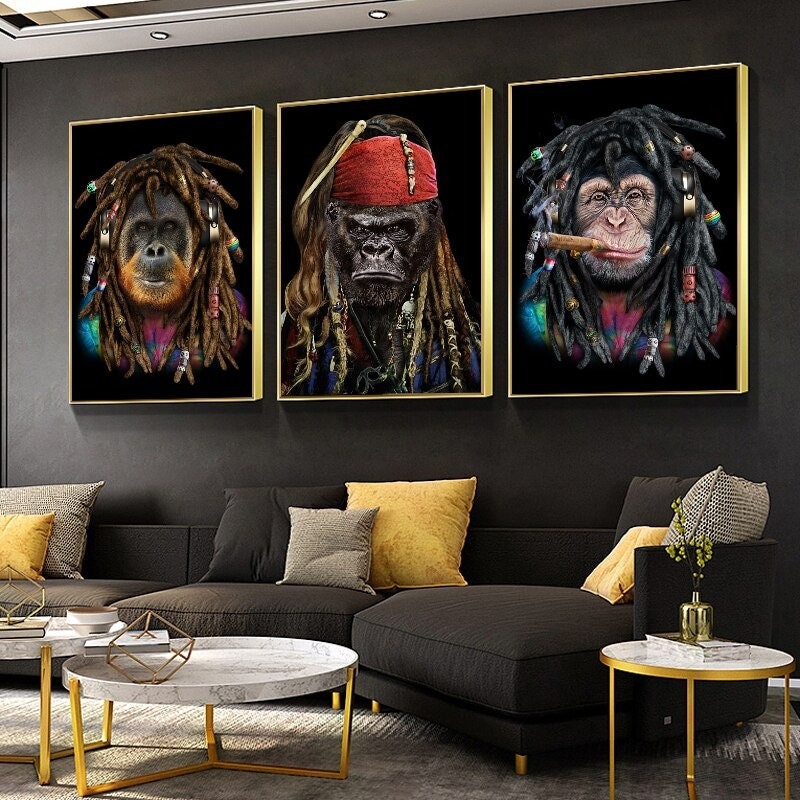 Gorilla Monkey With Dreadlocks Posters and Prints on Canvas Painting ...