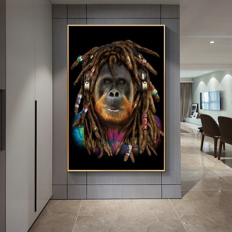 Gorilla Monkey With Dreadlocks Posters and Prints on Canvas Painting ...