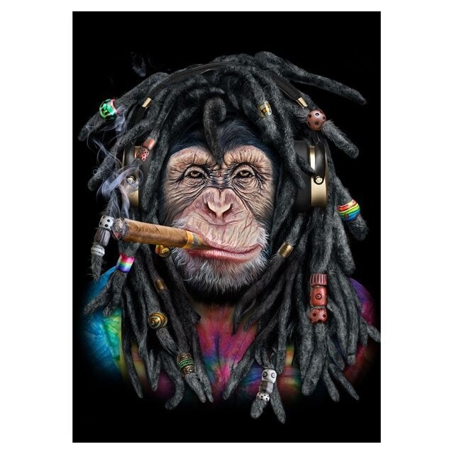 Gorilla Monkey With Dreadlocks Posters and Prints on Canvas Painting ...
