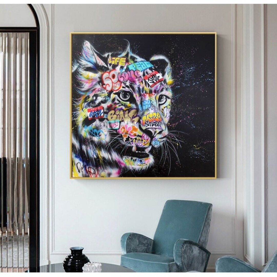 Colorful Tiger Graffiti Art Canvas Painting Animal Posters and - Etsy