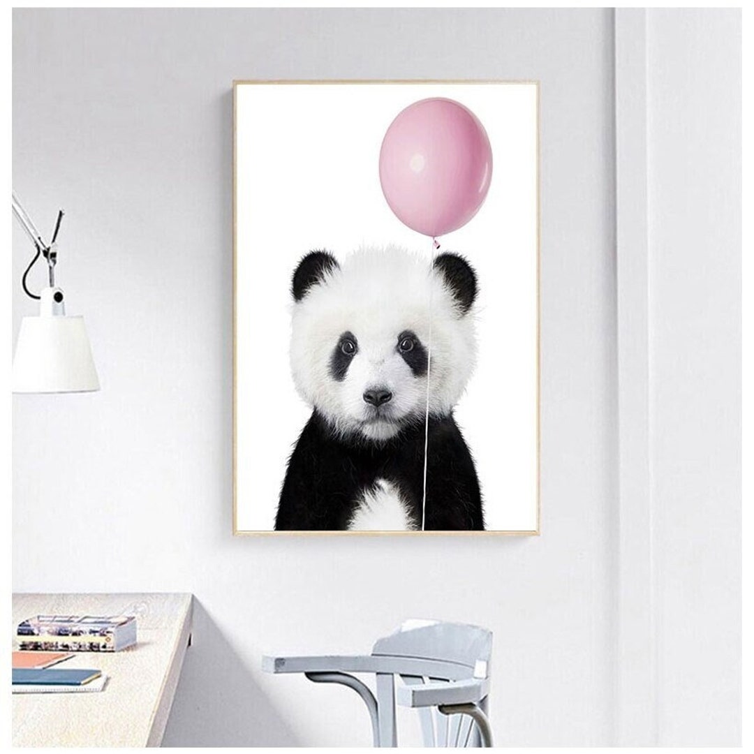 Baby Panda Print Animal With Bubble Gum Poster Nursery Wall Art Picture ...