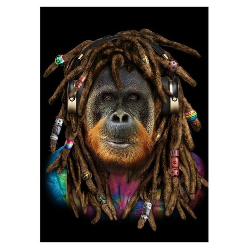 Gorilla Monkey With Dreadlocks Posters and Prints on Canvas Painting ...