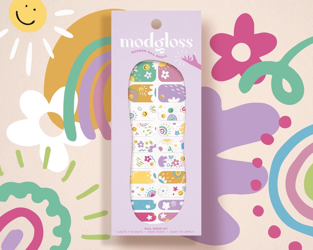 Good Vibes Pop-art Kawaii Transparent Rainbow Nail Art Wrap Kit Rainbow ...