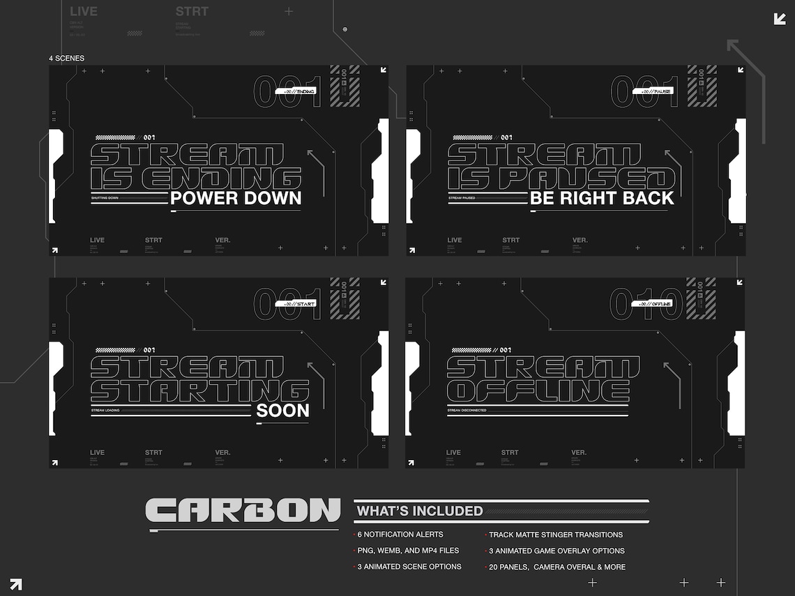 CARBON Animated Stream Package: Minimalist Design (digital Download) - Etsy