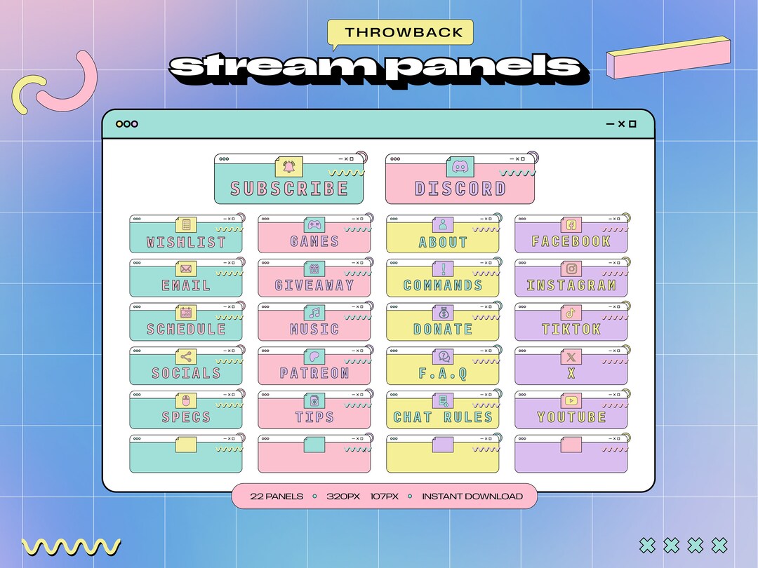 RETRO PANELS for Twitch. in Purple, Pink, and Blue—designed for Your ...