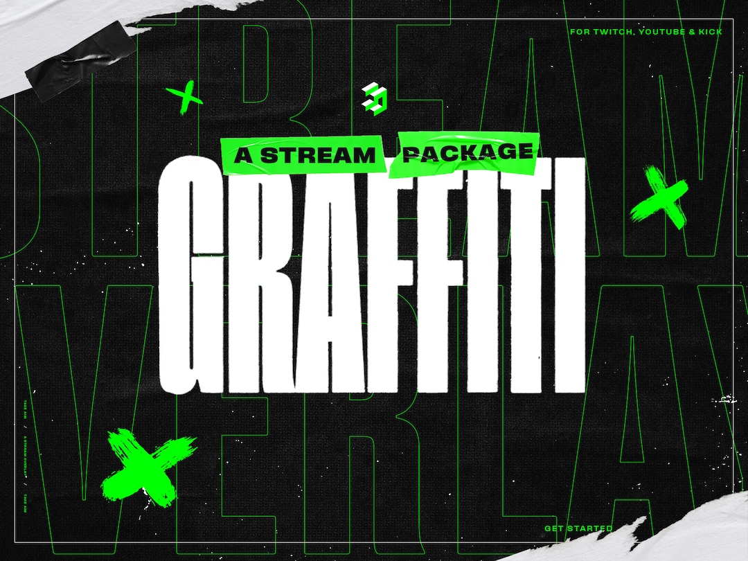 Graffiti Green Animated Stream Overlay Package for Twitch, Youtube ...