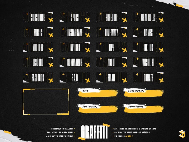 Animated Graffiti Stream Overlay Package for Twitch, Youtube, KICK ...