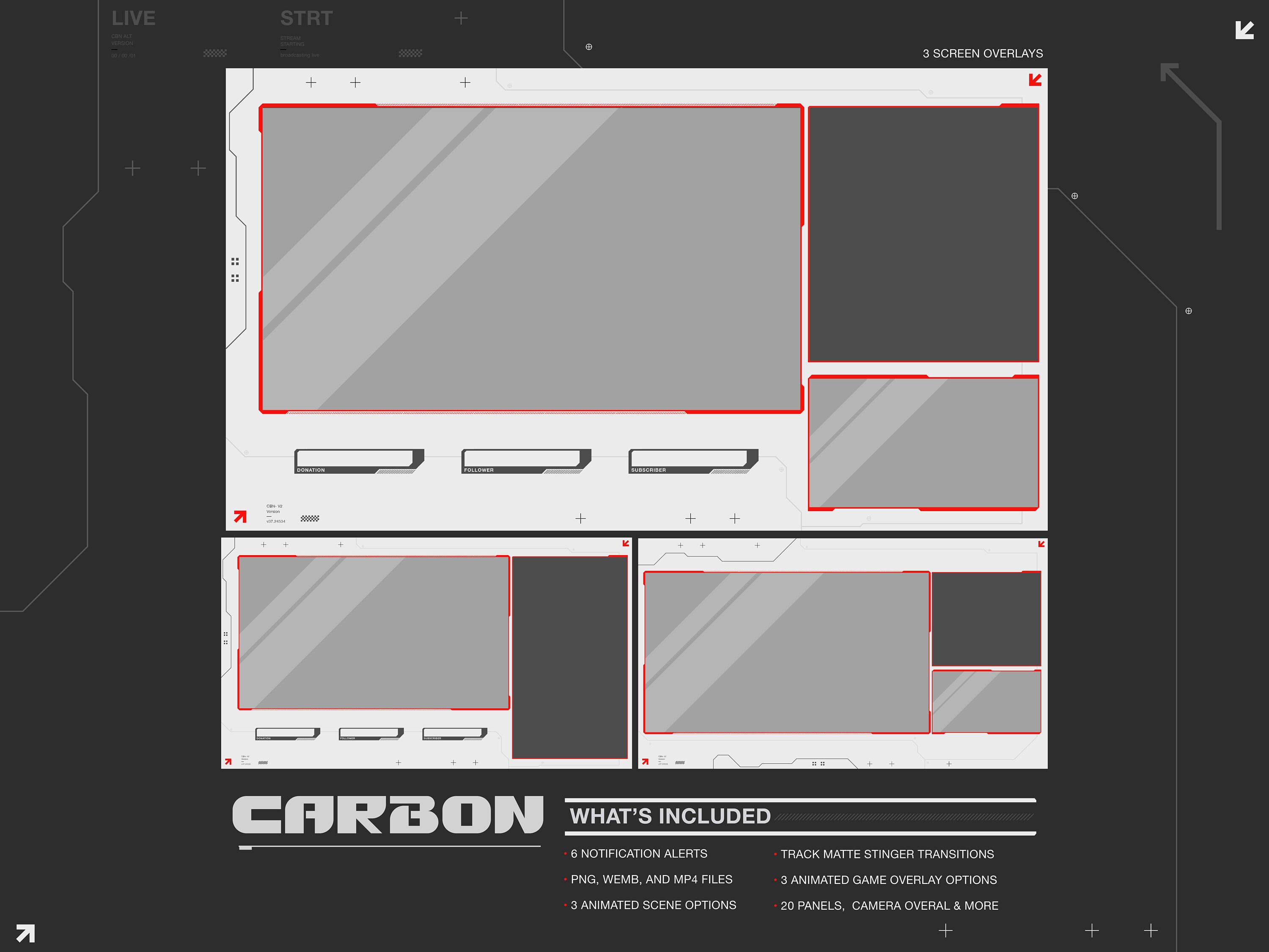 CARBON Animated Stream Package: White & Red Minimalist Design (digital ...