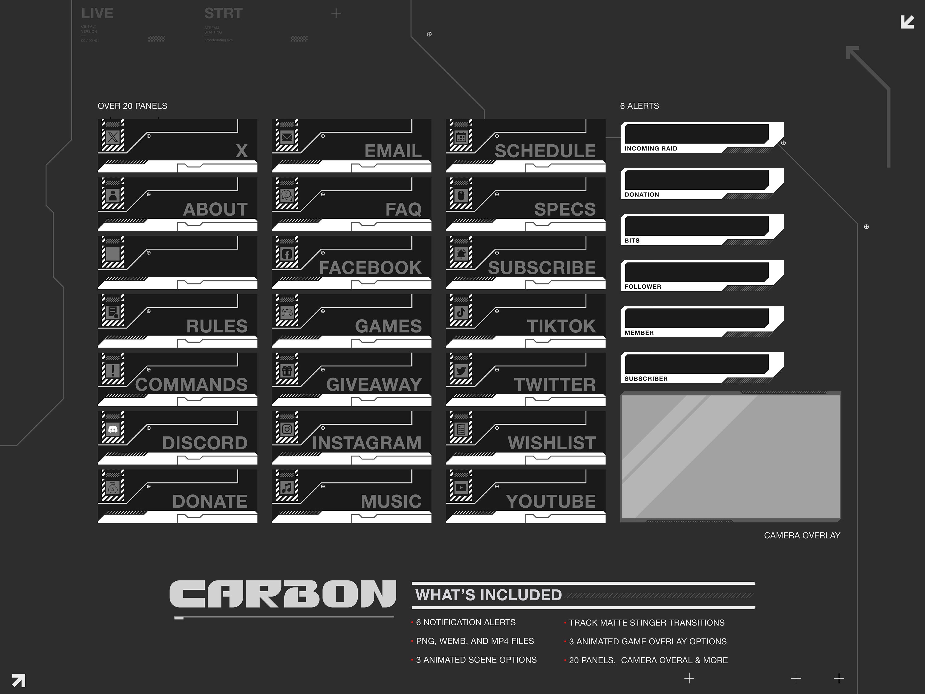 CARBON Animated Stream Package: Minimalist Design (digital Download) - Etsy