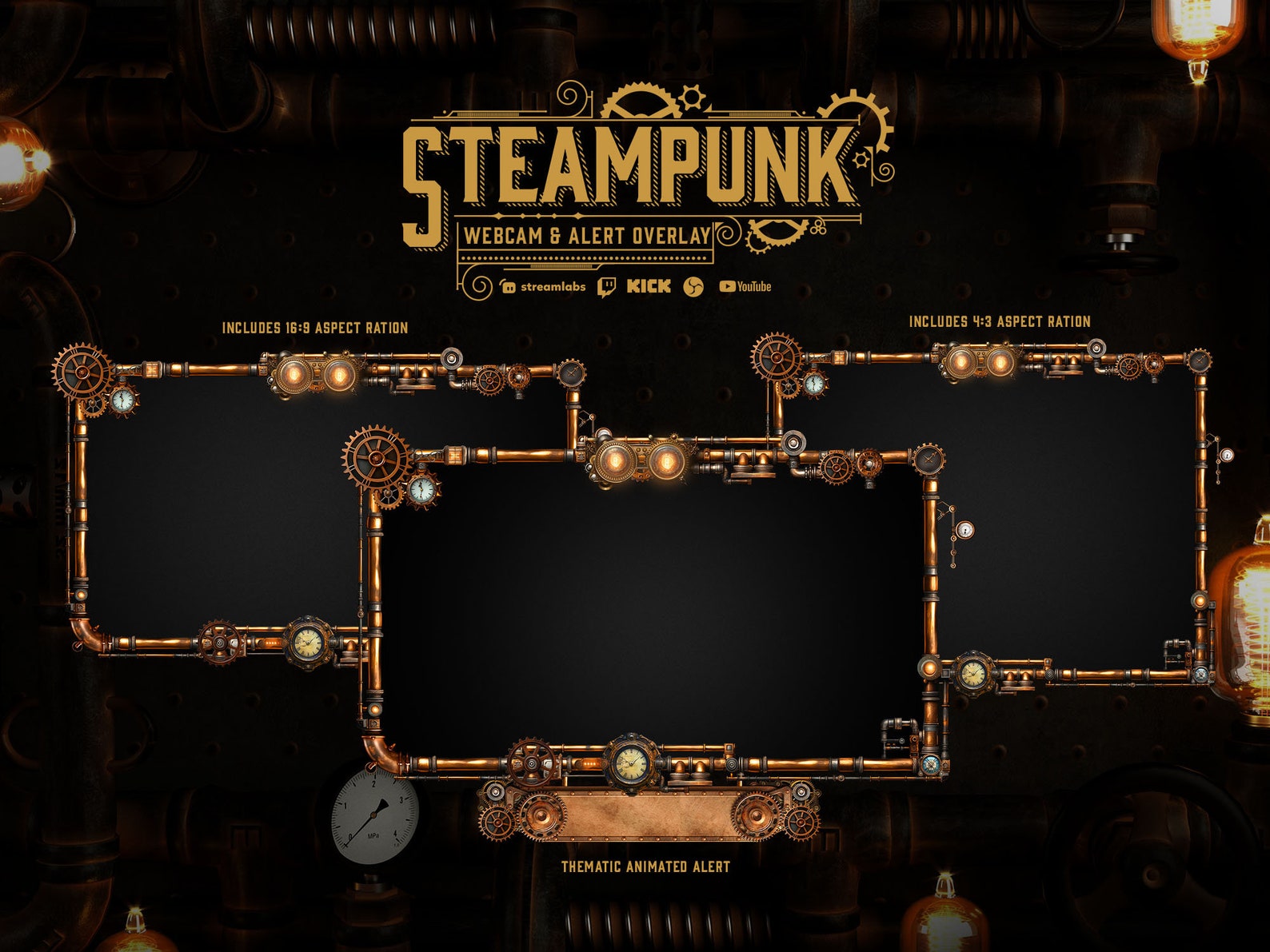 Steampunk Webcam Overlay // Designed for Twitch, Youtube, KICK, OBS ...