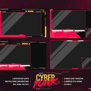 Cyberpunk Animated Stream Overlay: Twitch, Youtube, KICK (complete ...