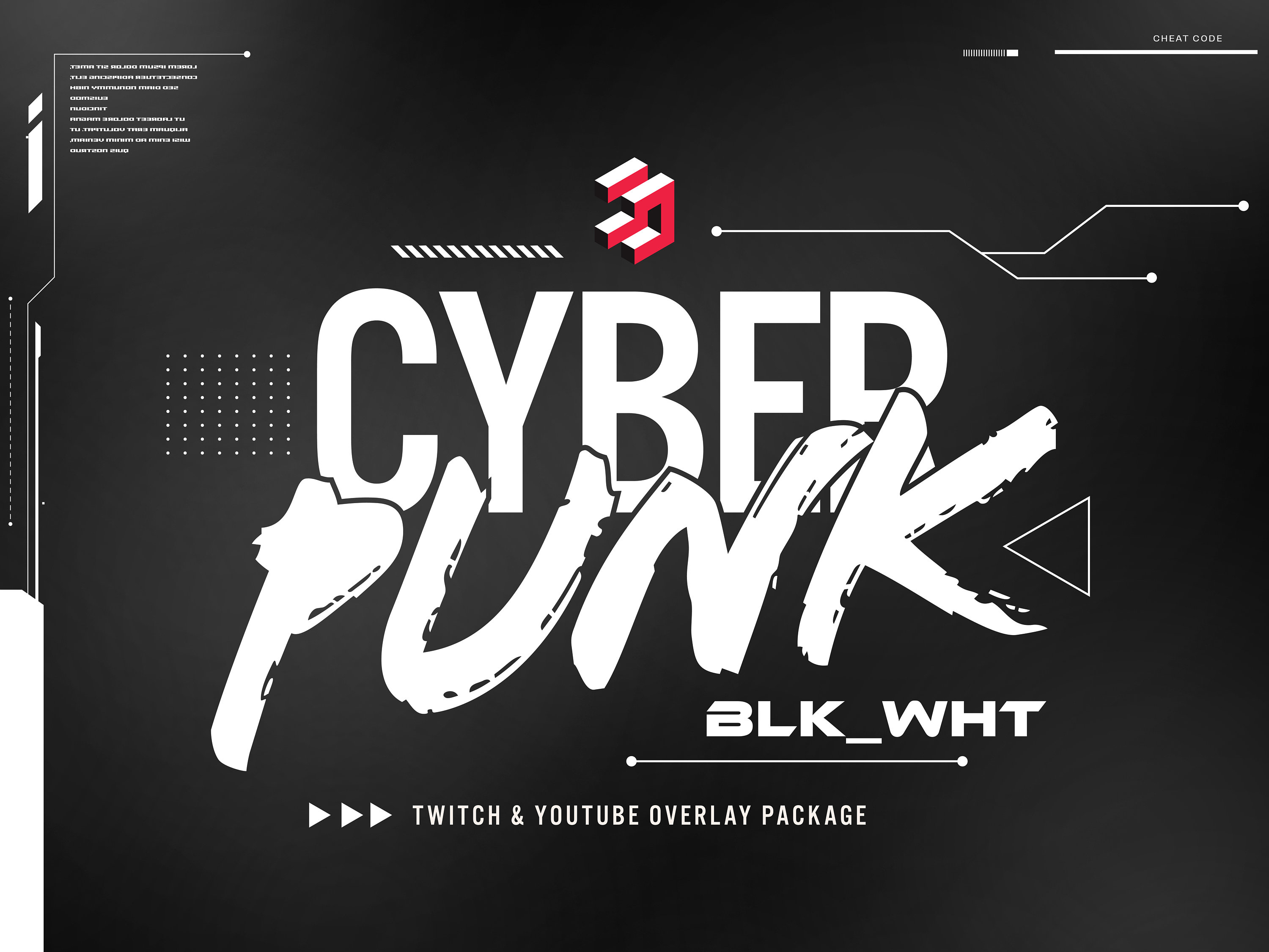 Black & White Animated Twitch Overlay Complete Stream Package Made for Twitch, Youtube, Facebook ...