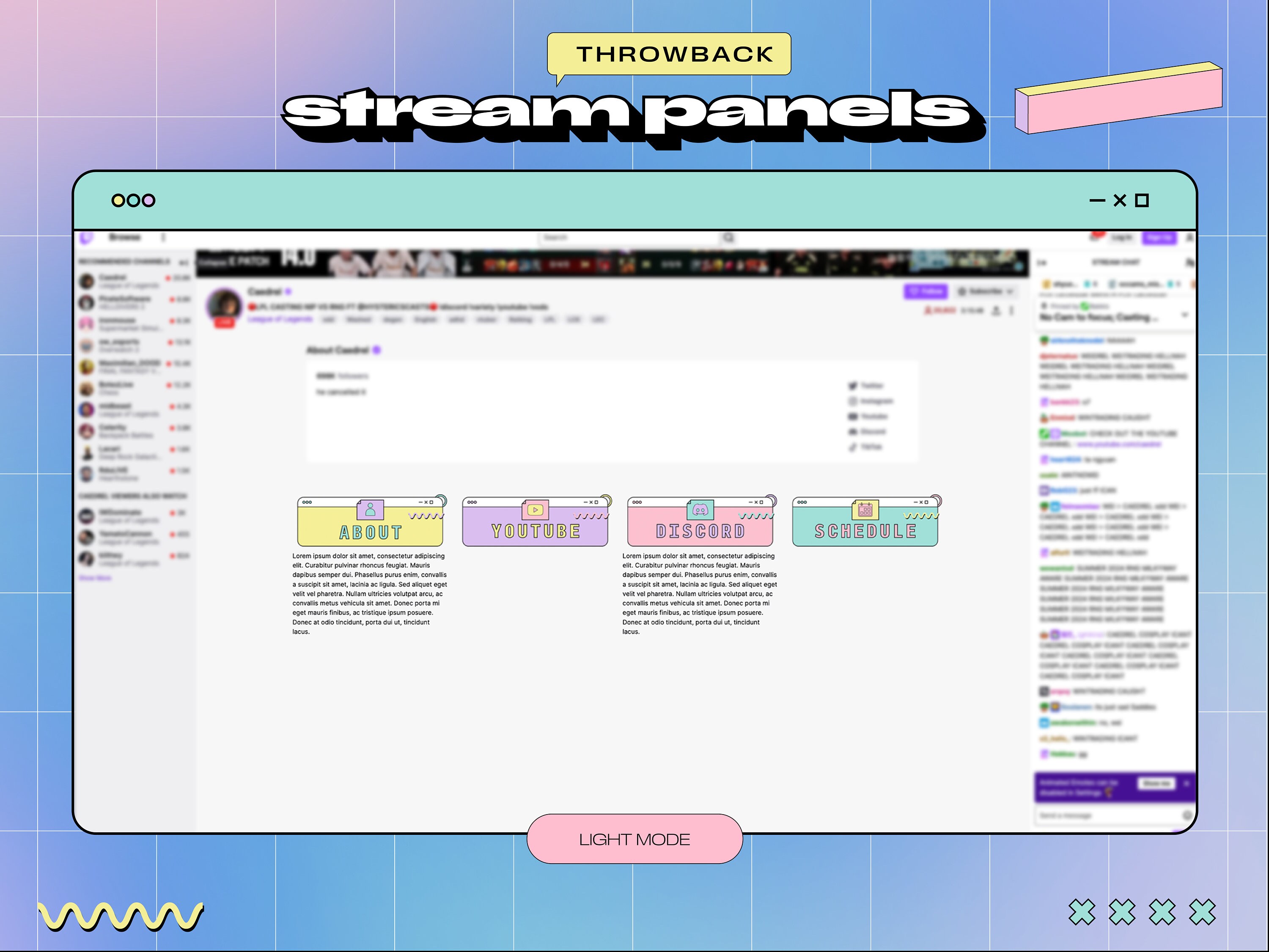 RETRO PANELS for Twitch. in Purple, Pink, and Blue—designed for Your Twitch Profile. - Etsy