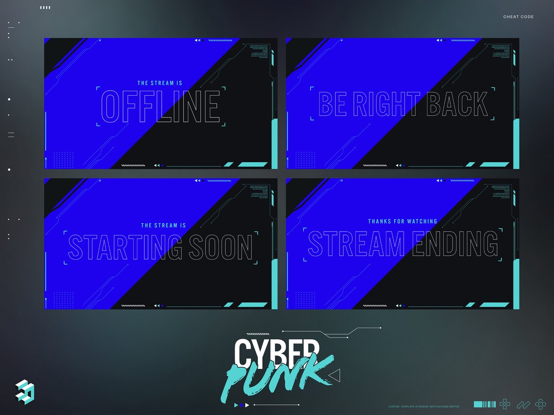 Blue & Black - Animated Twitch Overlay - Complete Stream Package - Made ...