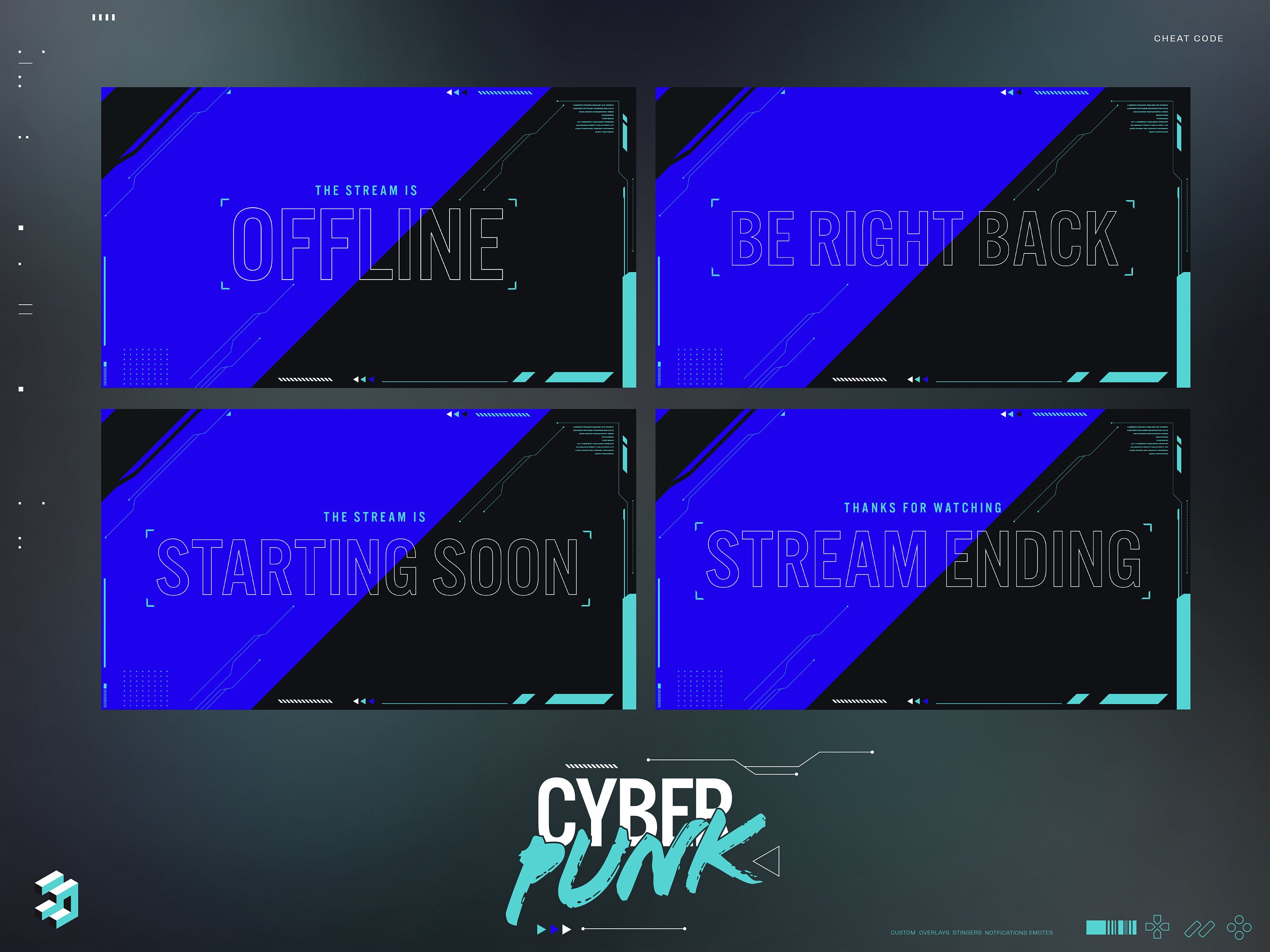 Blue & Black - Animated Twitch Overlay - Complete Stream Package - Made ...