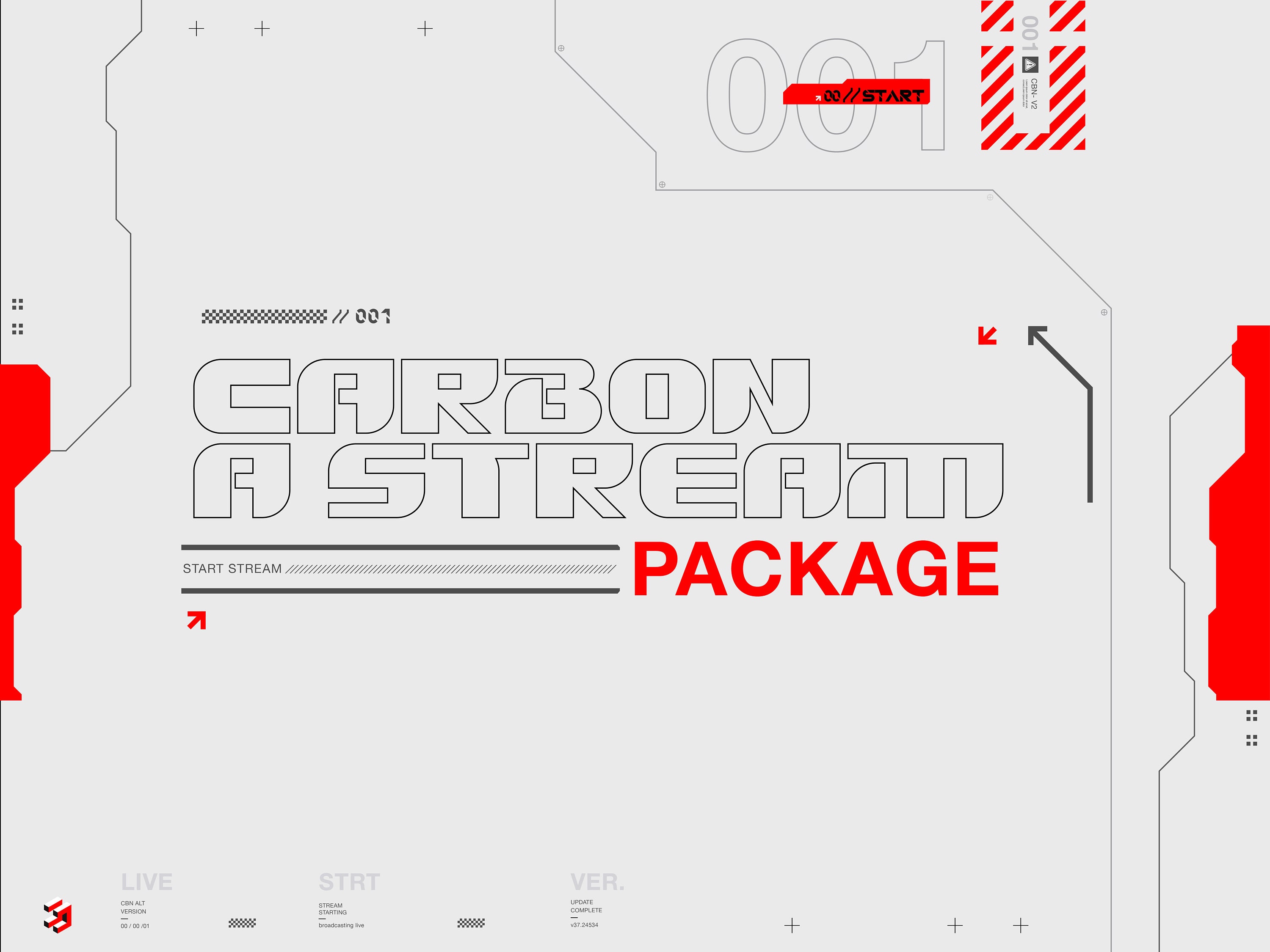 CARBON Animated Stream Package: White & Red Minimalist Design (digital ...