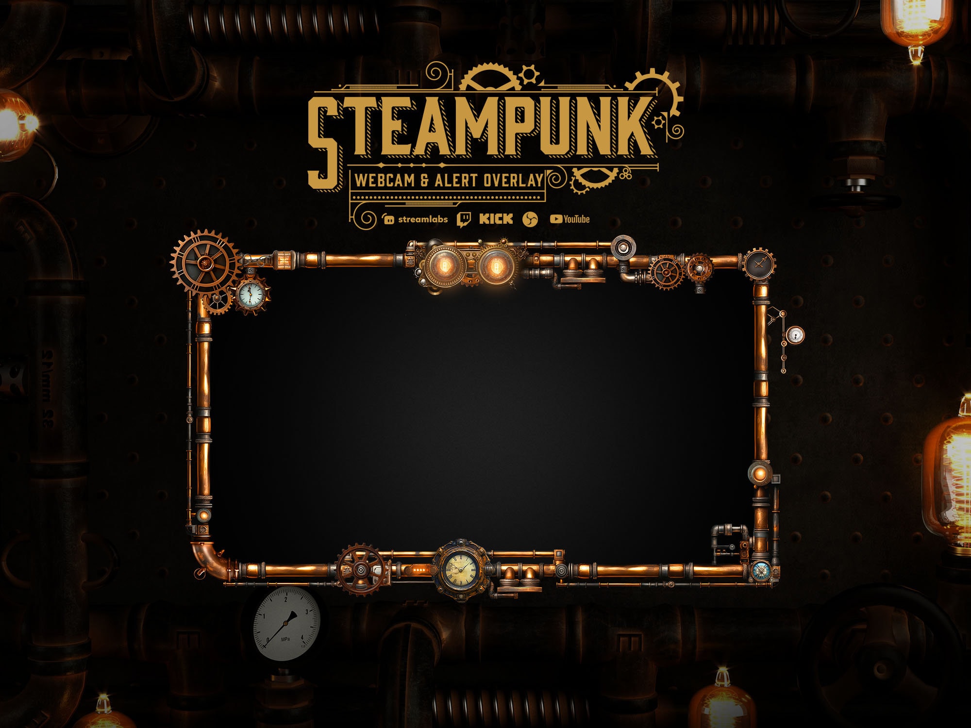 Steampunk Webcam Overlay // Designed for Twitch, Youtube, KICK, OBS ...