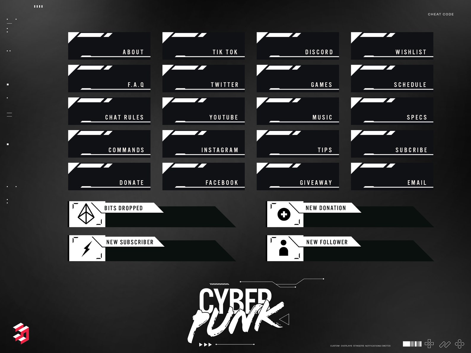 Black & White Animated Twitch Overlay Complete Stream - Etsy Canada