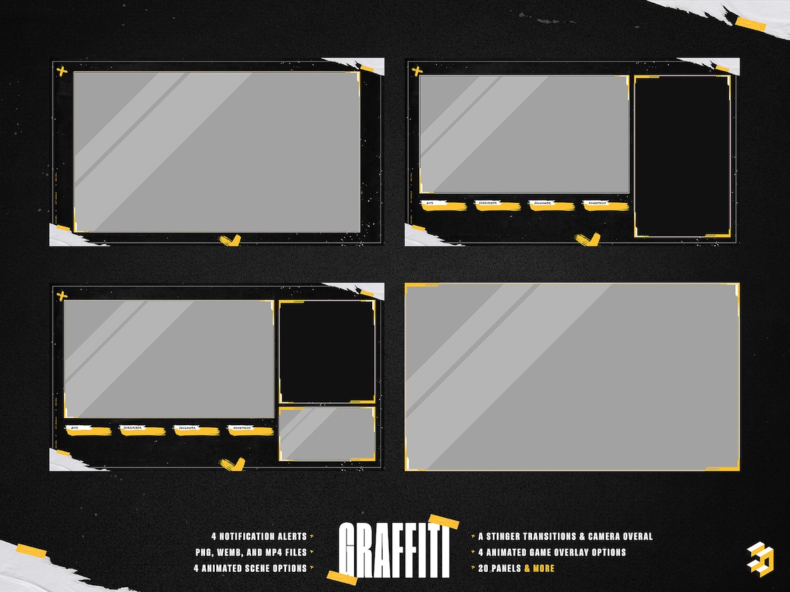 Graffiti Yellow Animated Twitch Overlay Complete Stream - Etsy