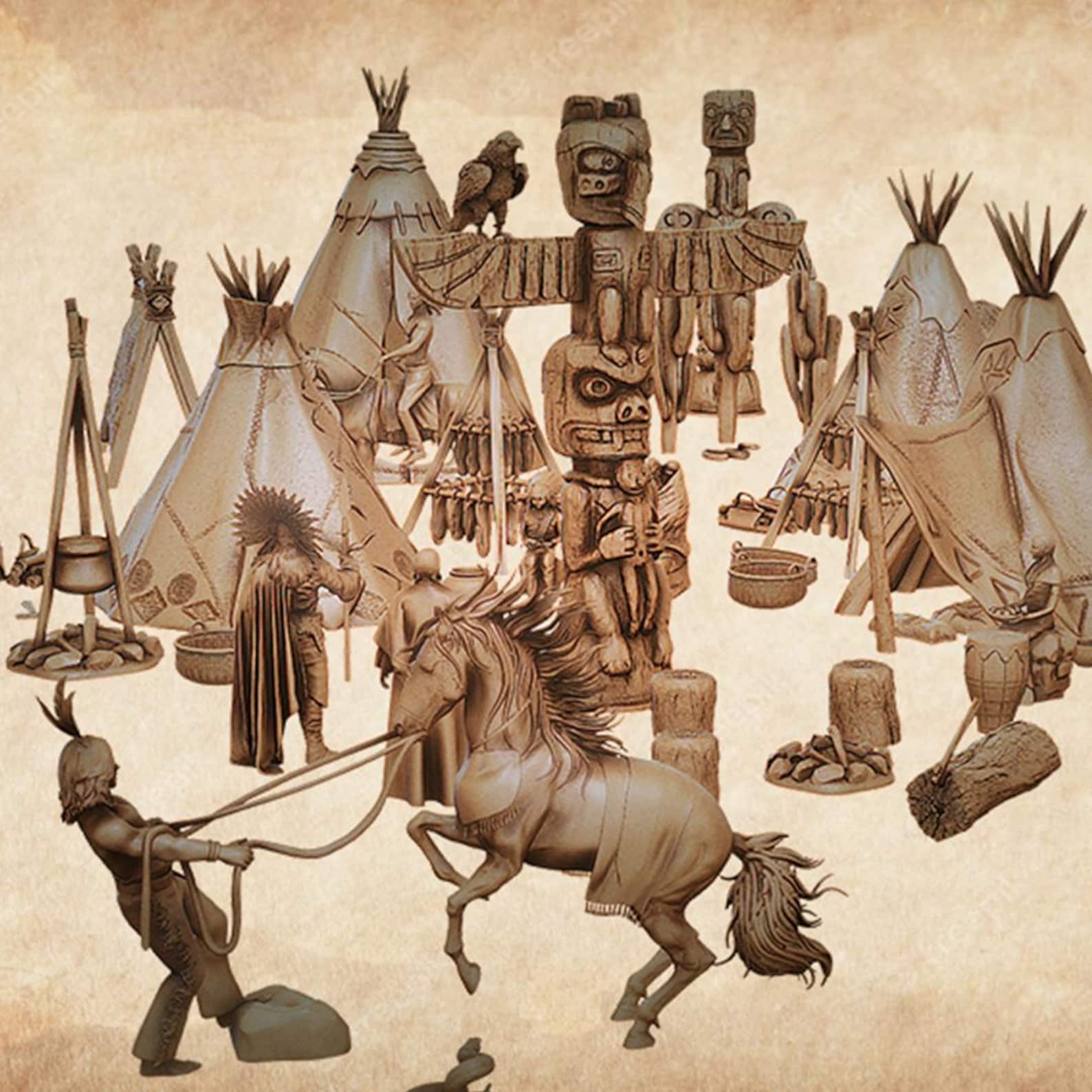 Native American Village Set #1 STL Files - Etsy