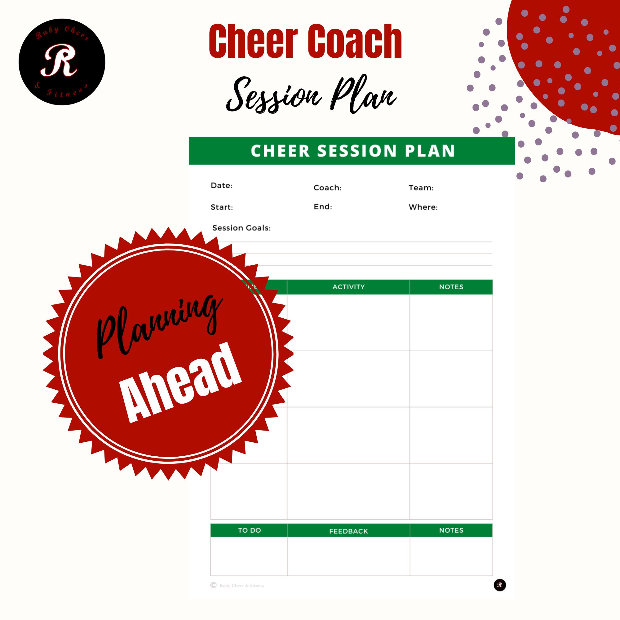 Cheer Session Plan - Blue - Etsy