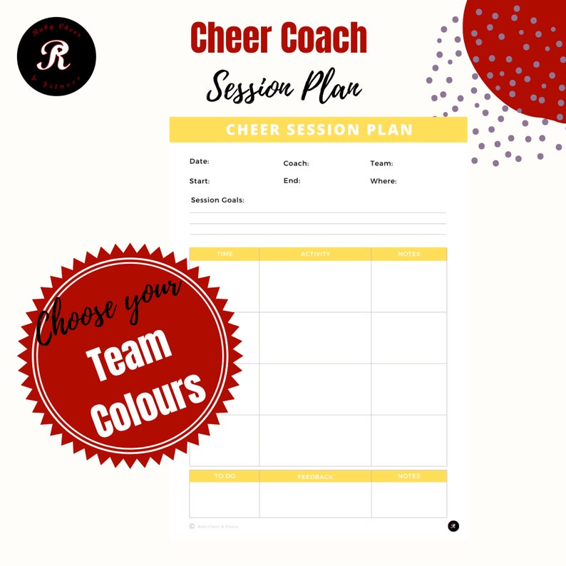 Cheer Session Plan - Blue - Etsy