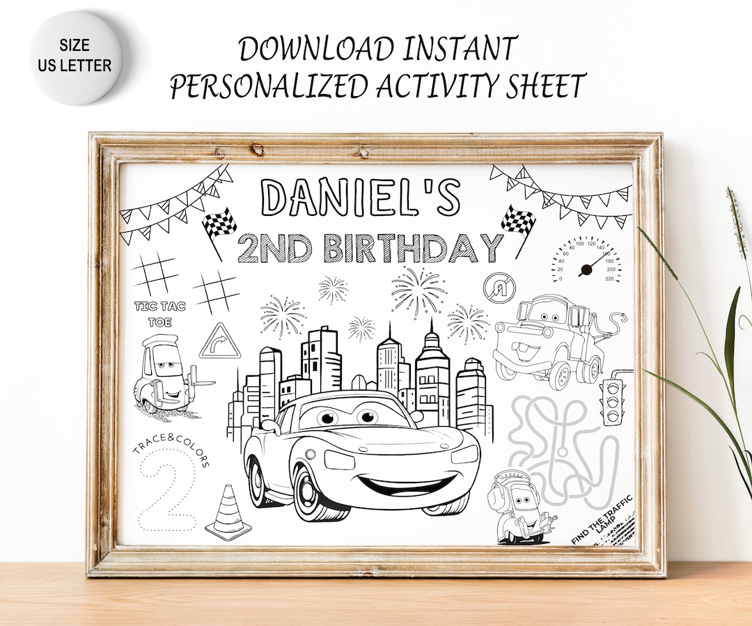 Racing Car Party Favor | Cars Placemat | Race Cars Coloring Sheet | Not ...