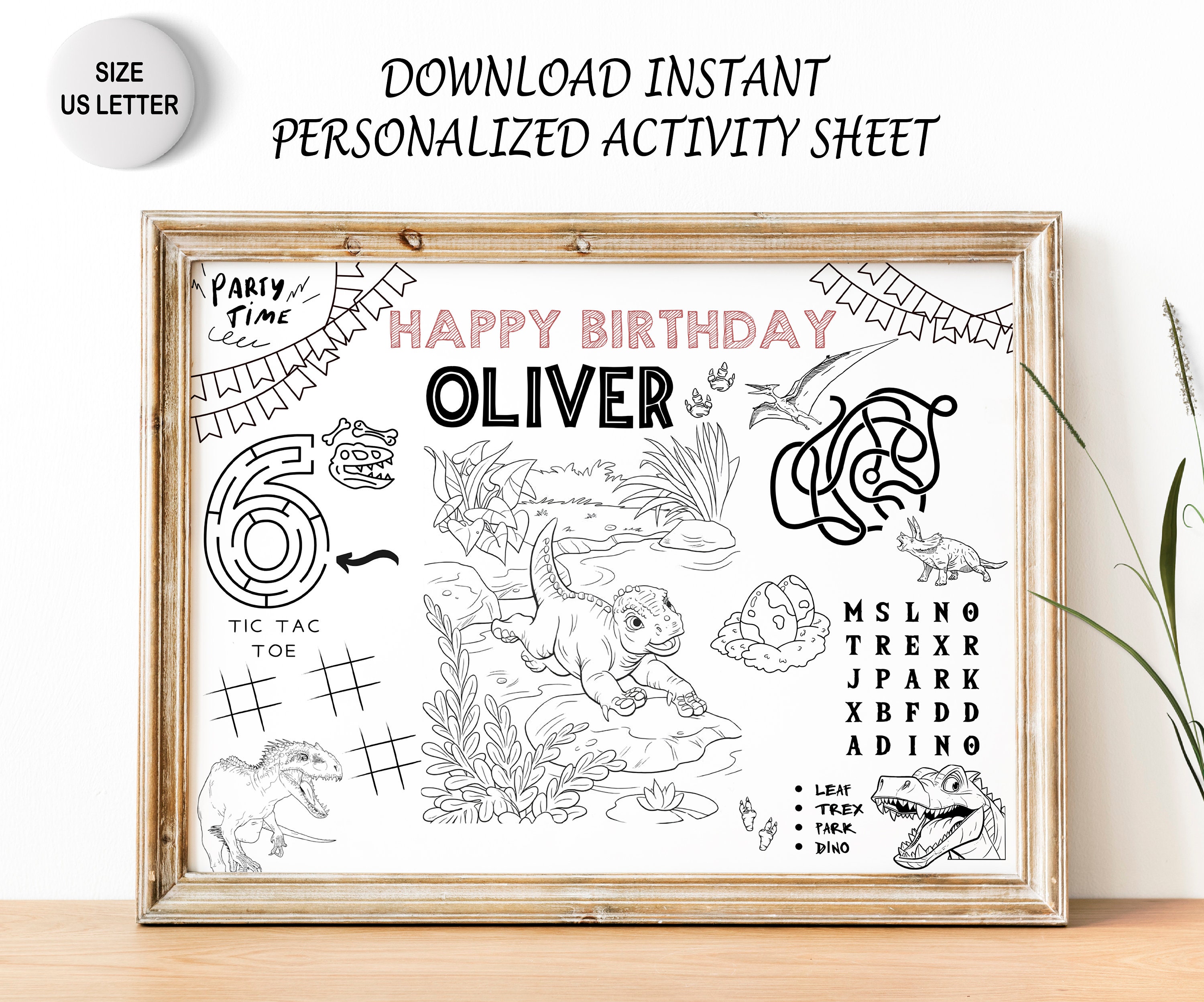 Jurassic Dinosaur Party Favor Dinosaur Themed Placemat Trex Dinosaur ...