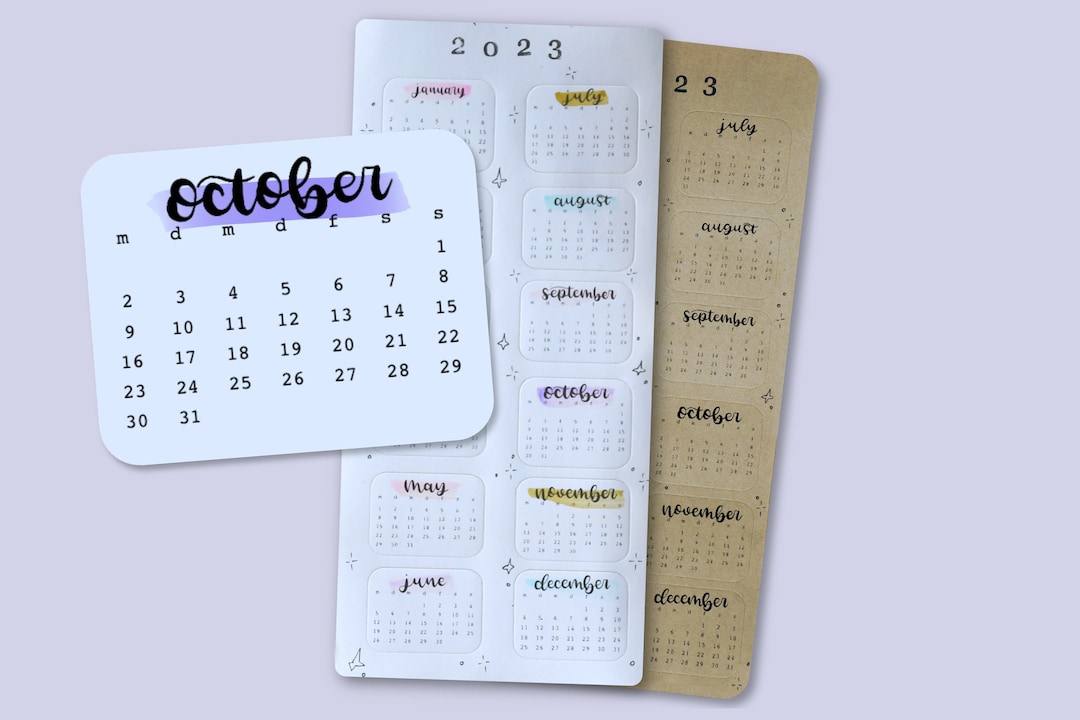 Mini Calendar Stickers Set 2023 Planner Stickers Scrapbook - Etsy