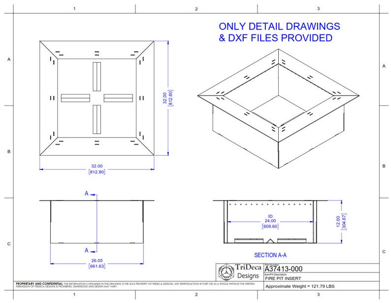 Smokeless Square Fire Pit Insert Plans - Etsy