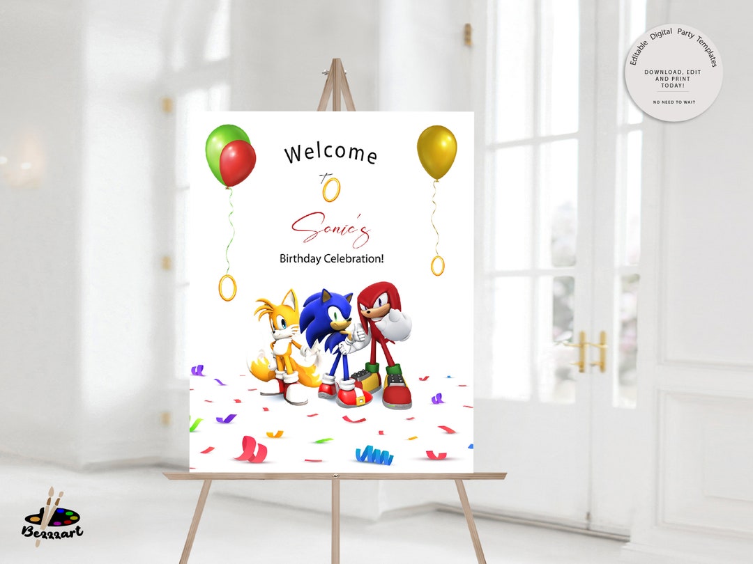 Sonic Welcome Sign, Welcome Sign, Sonic Template, Digital Editable ...