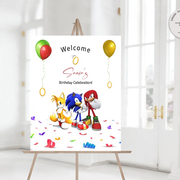 Sonic Hedgehog Party Welcome Sign - Etsy