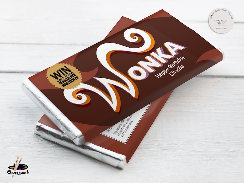 Willy Wonka Chocolate Label, Willy Wonka Chocolate Template, Wonka ...