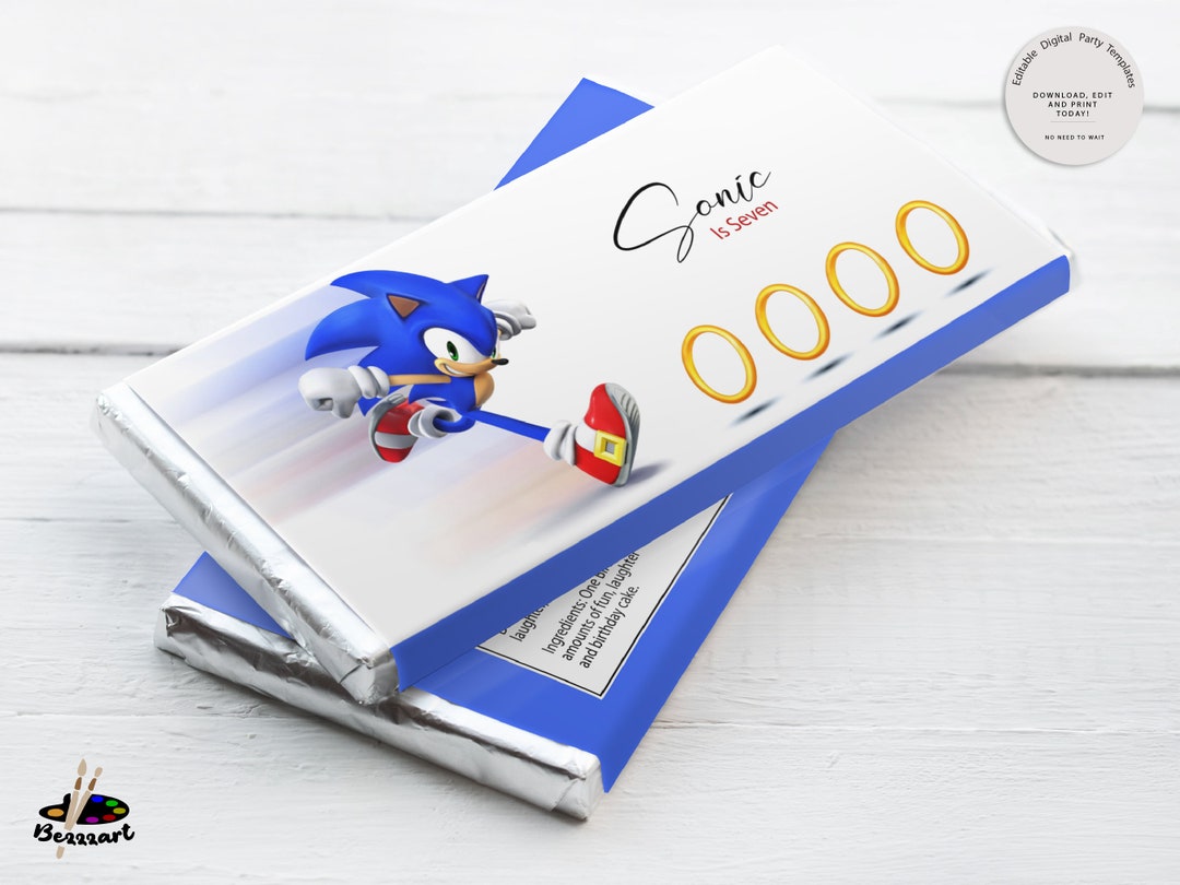 Sonic Chocolate Label, Sonic Chocolate, Sonic Birthday, Editable ...