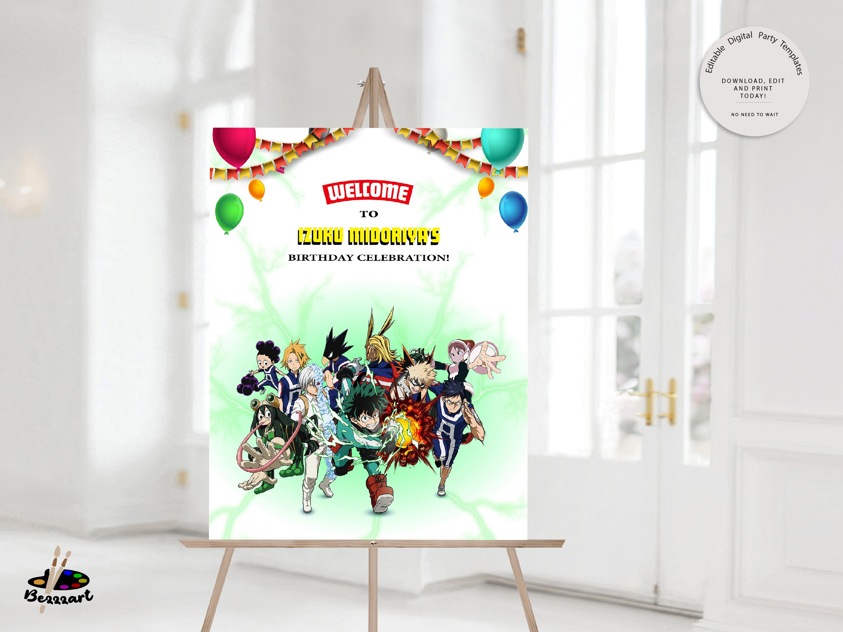 Anime Welcome Sign, Welcome Sign, Birthday Welcome Sign, Digital ...
