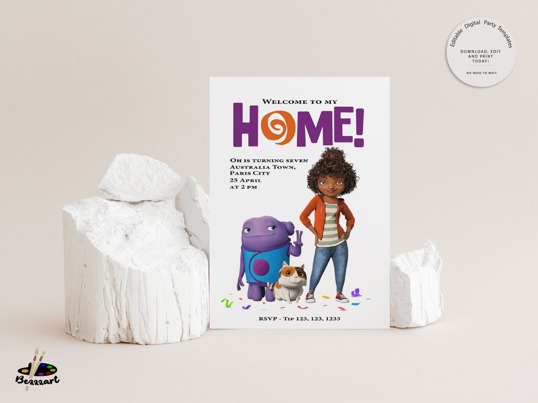 Home Invite, Home Invitation, Boov Birthday, Digital Editable Invite ...