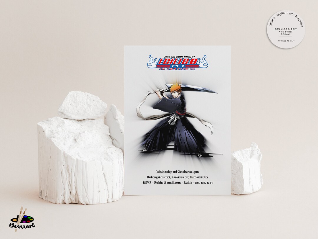 Anime Invite, Anime Invitation, Anime Birthday, Boy Invitation, Digital ...